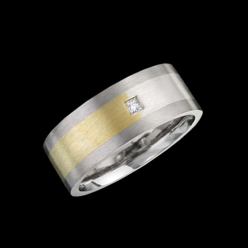 Mens Gradient Gold Ring with Diamond | Uno